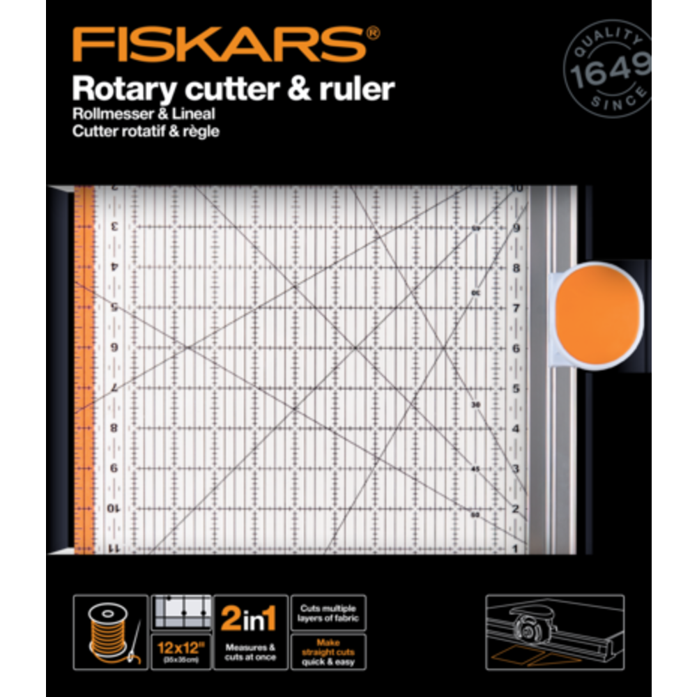 Fiskars Rotary Cutter & Ruler Combo 12x12 Inch Ø45mm (1016264 ...