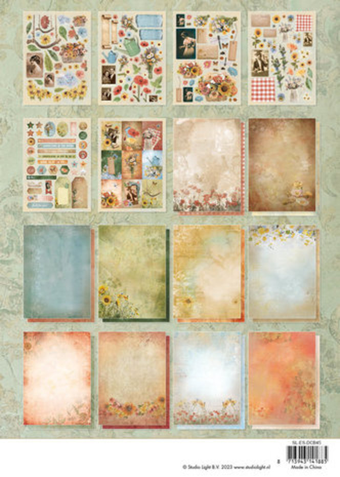 Studio Light Aged Wildflowers A4 DIY Block (SL-ES-DCB45) - Paperpads.nl