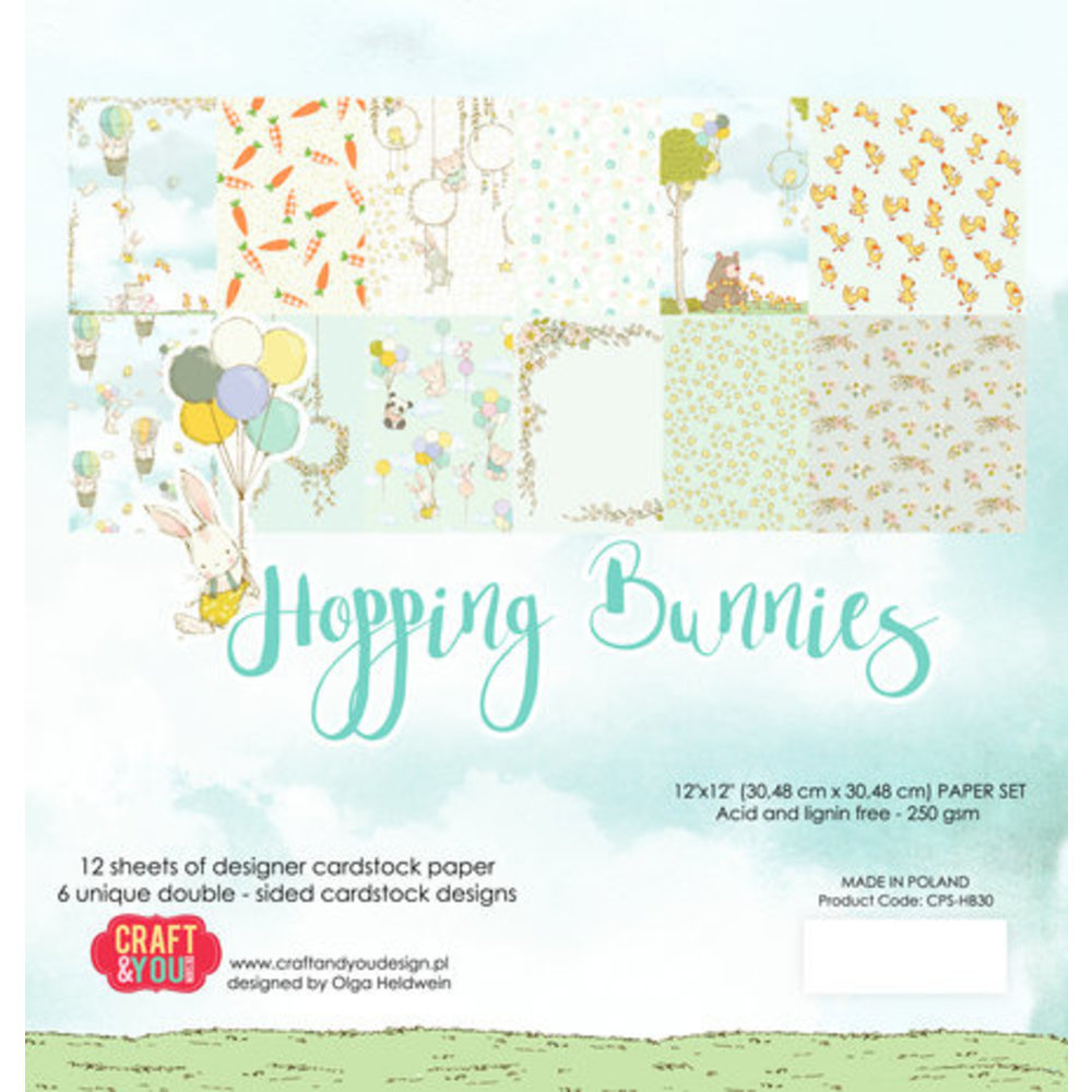 Craft & You Hopping Bunnies 12x12 Inch Paper Pack (CPS-HBU30 ...