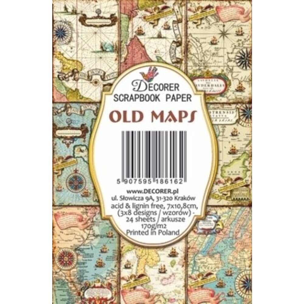 Decorer Old Maps Paper Pack (7x10,8cm) (DECOR-M133) - Paperpads.nl