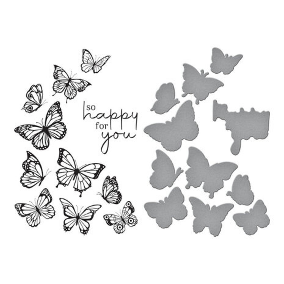 Spellbinders Butterfly Swirl Press Plate & Die Set (BP-031) - Paperpads.nl