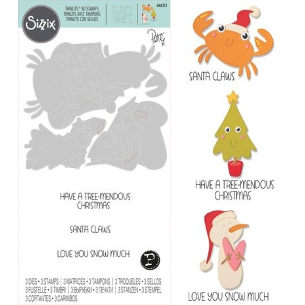 Sizzix Thinlits Die Set with Stamps Christmas Characters (666313) - Paperpads.nl