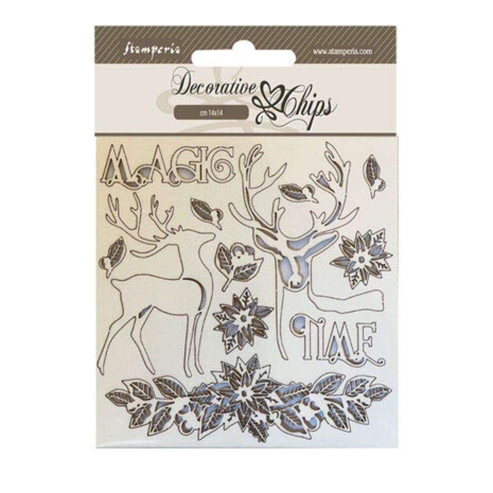 Stamperia Christmas Decorative Chips Magic Time (SCB180) - Paperpads.nl