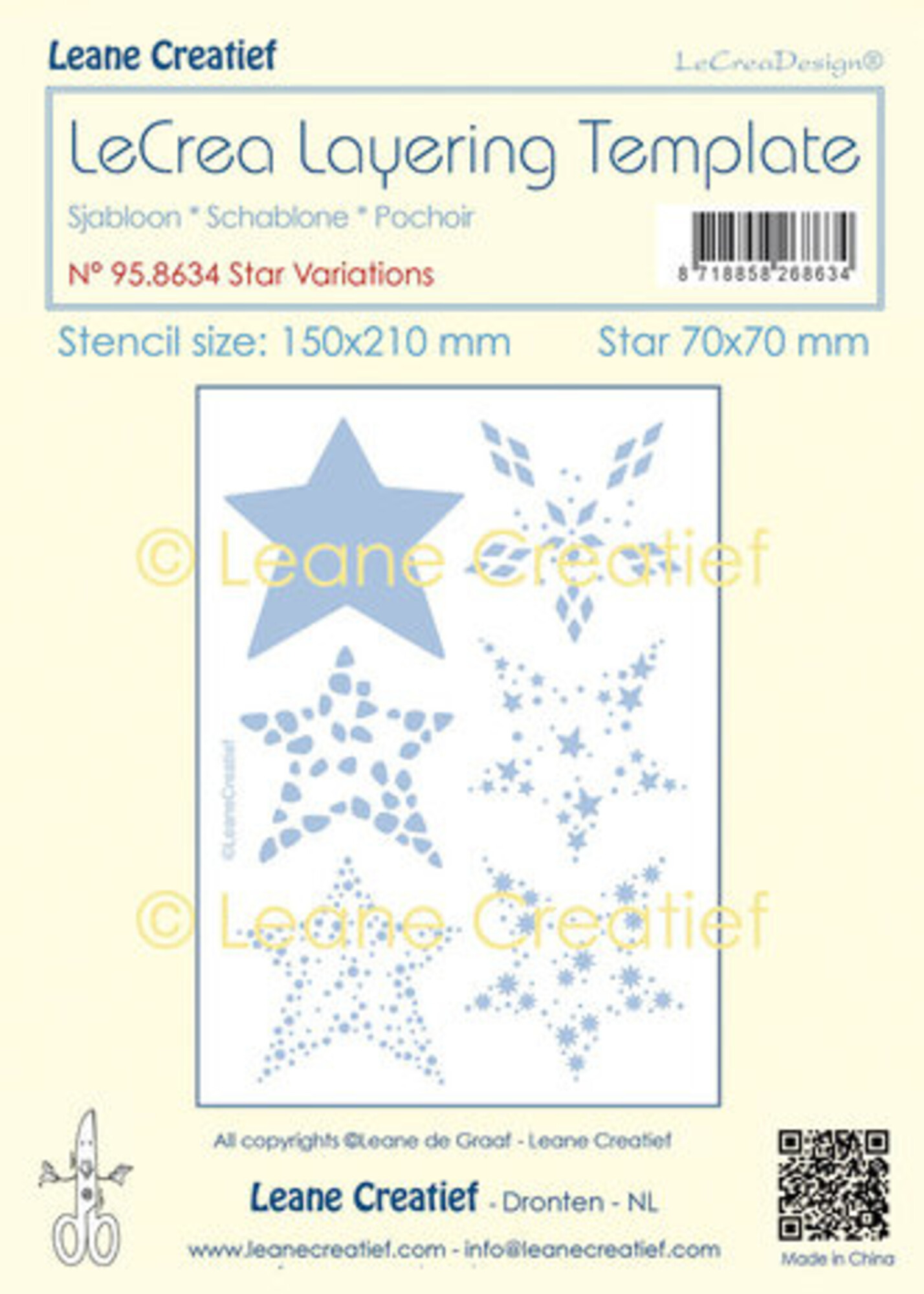 Leane Creatief Masking Stencil Star Variations (95.8634) - Paperpads.nl