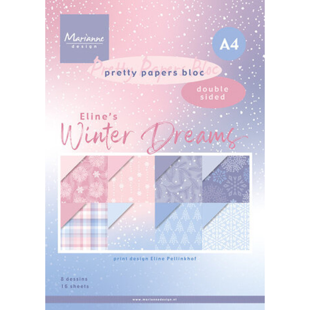 Marianne Design Winter Dreams A4 Pretty Papers Bloc (PB7067) - Paperpads.nl