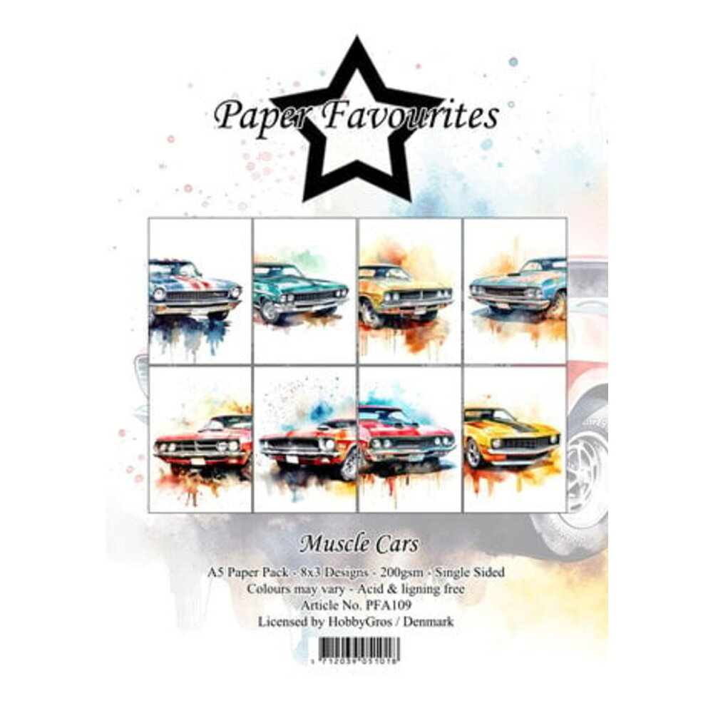 Paper Favourites Muscle Cars A5 Paper Pack (PFA109) - Paperpads.nl
