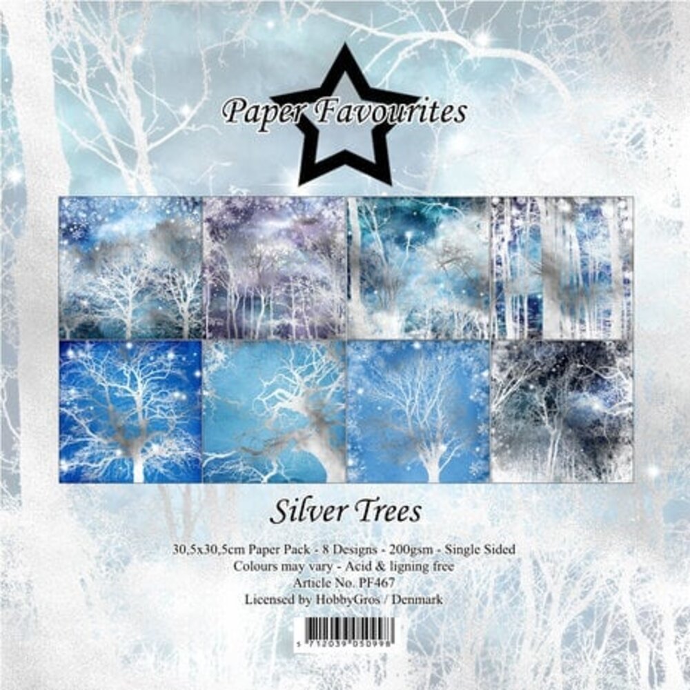Paper Favourites Silver Trees 12x12 Inch Paper Pack (PF467) - Paperpads.nl