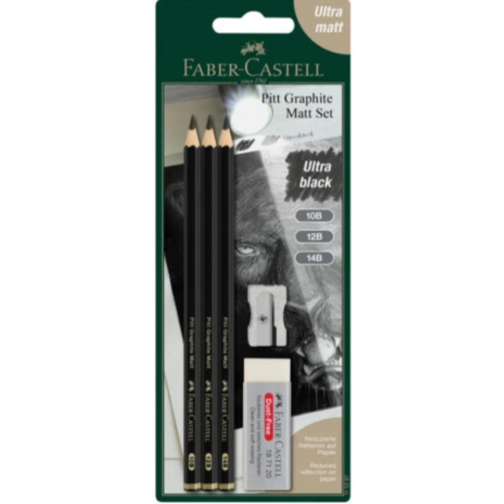 Faber Castell Pitt Graphite Matt Pencil Set 10B/12B/14B (FC-115297 ...