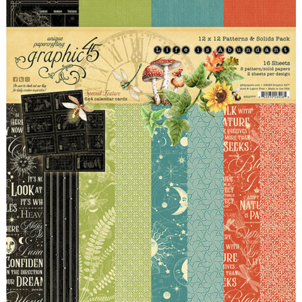 Graphic 45 Life is Abundant 12x12 Inch Patterns & Solids Paper Pack (4 ...