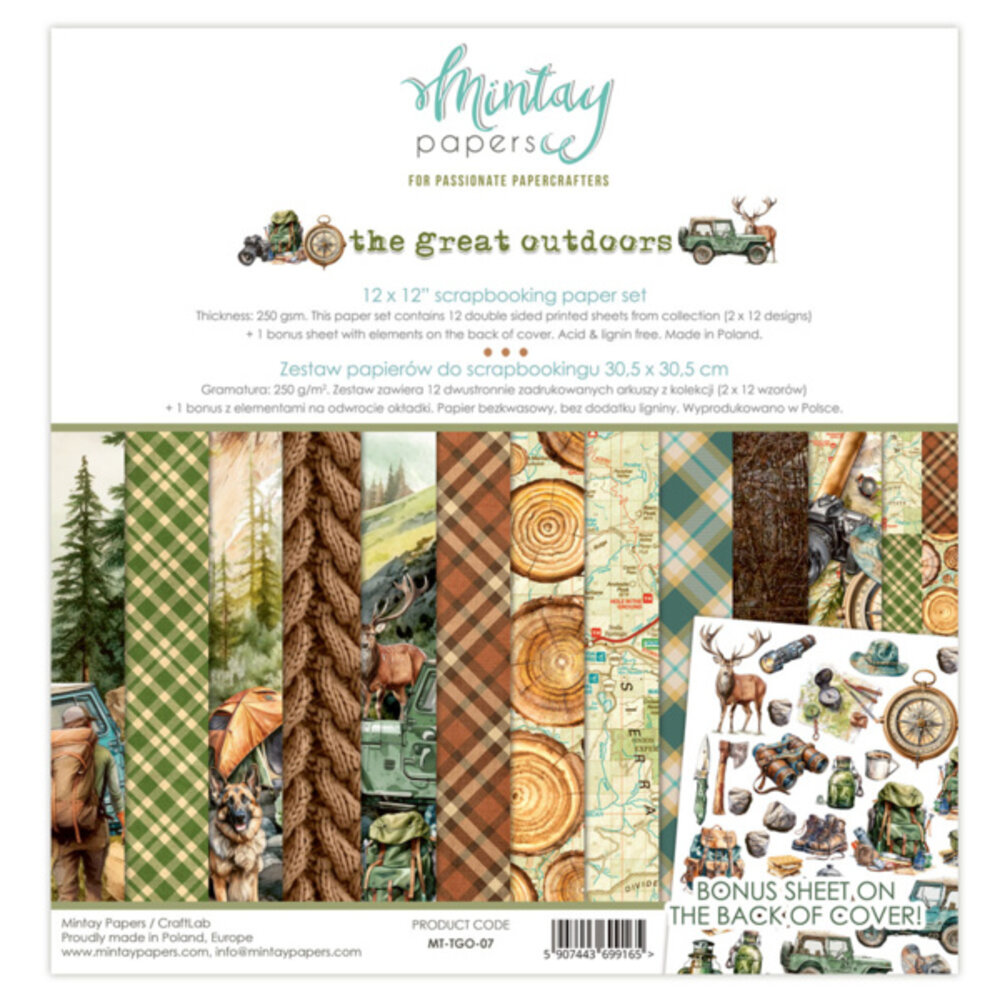 Mintay The Great Outdoors 12x12 Inch Scrapbooking Paper Set (MT-TGO-07 ...
