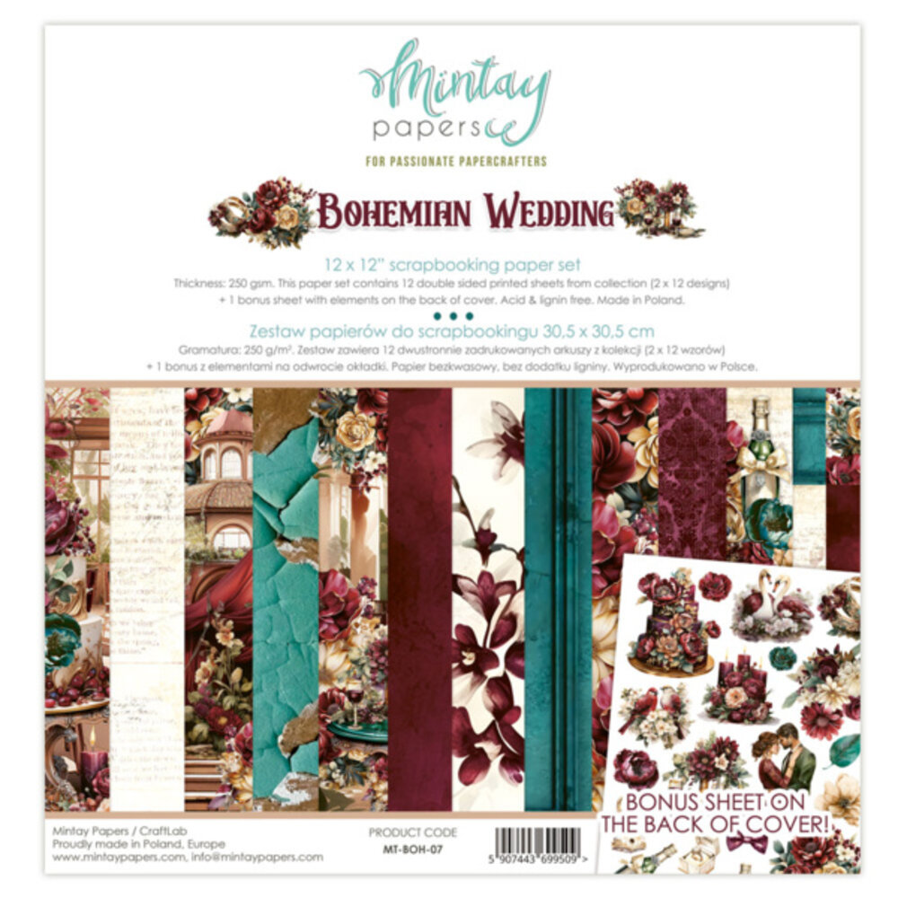 Mintay Bohemian Wedding 12x12 Inch Scrapbooking Paper Set (MT-BOH-07 ...