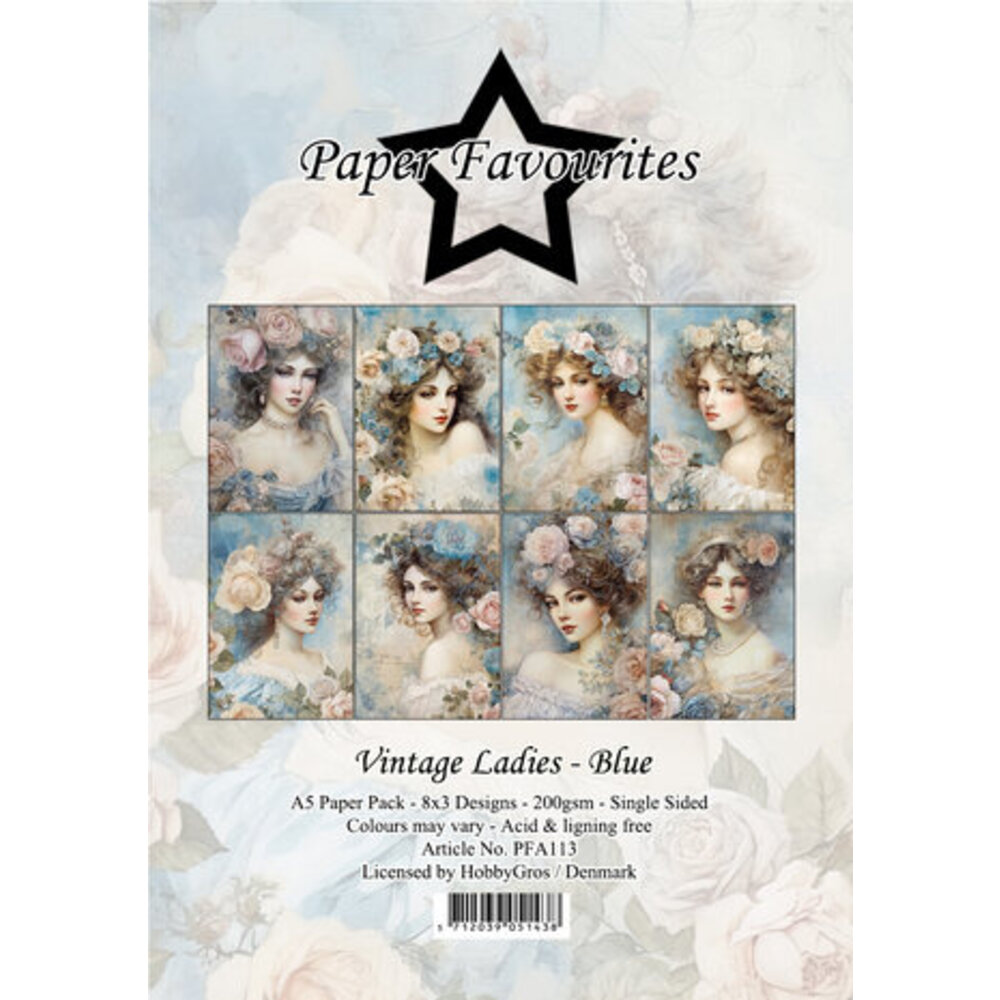 Paper Favourites Vintage Ladies Blue A5 Paper Pack (PFA113) - Paperpads.nl