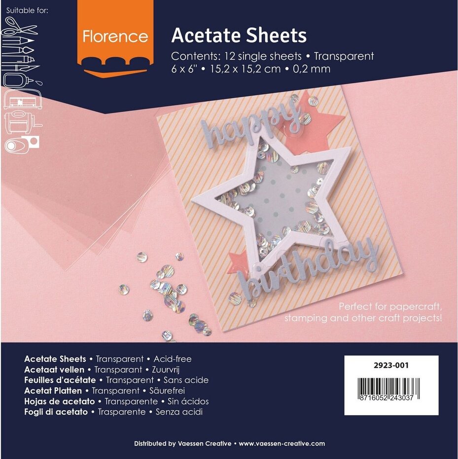 Vaessen Creative Acetate Sheets 6x6 Inch (2930-001) - Paperpads.nl