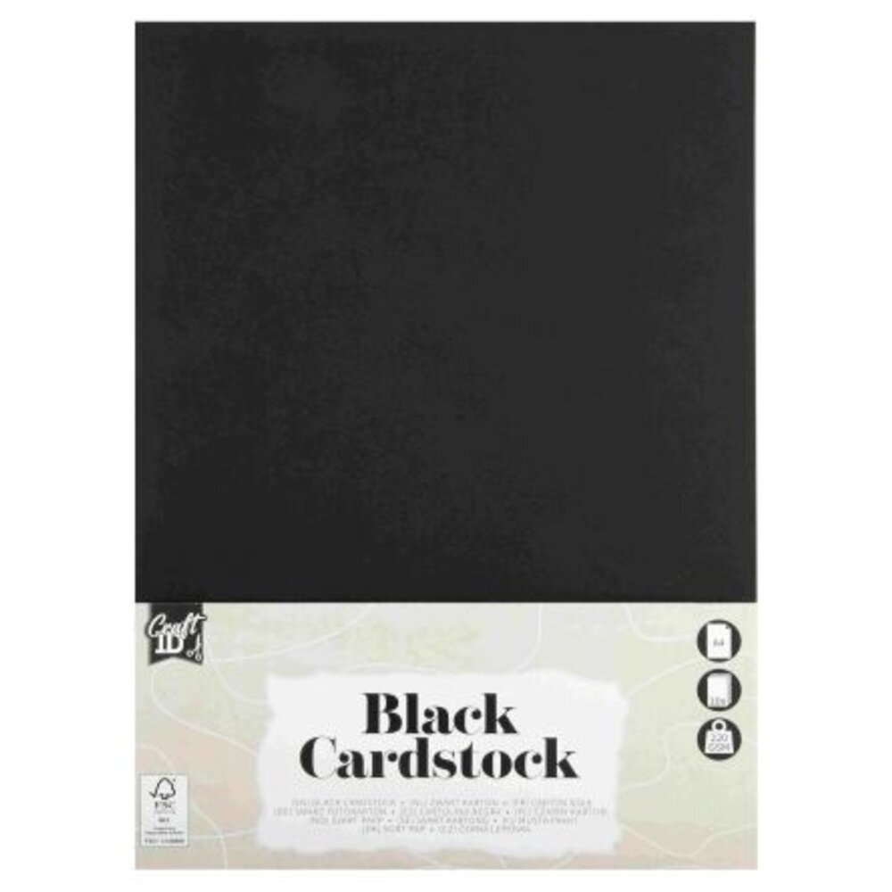 Craft ID A4 Black Cardstock (CR0058/GE) - Paperpads.nl