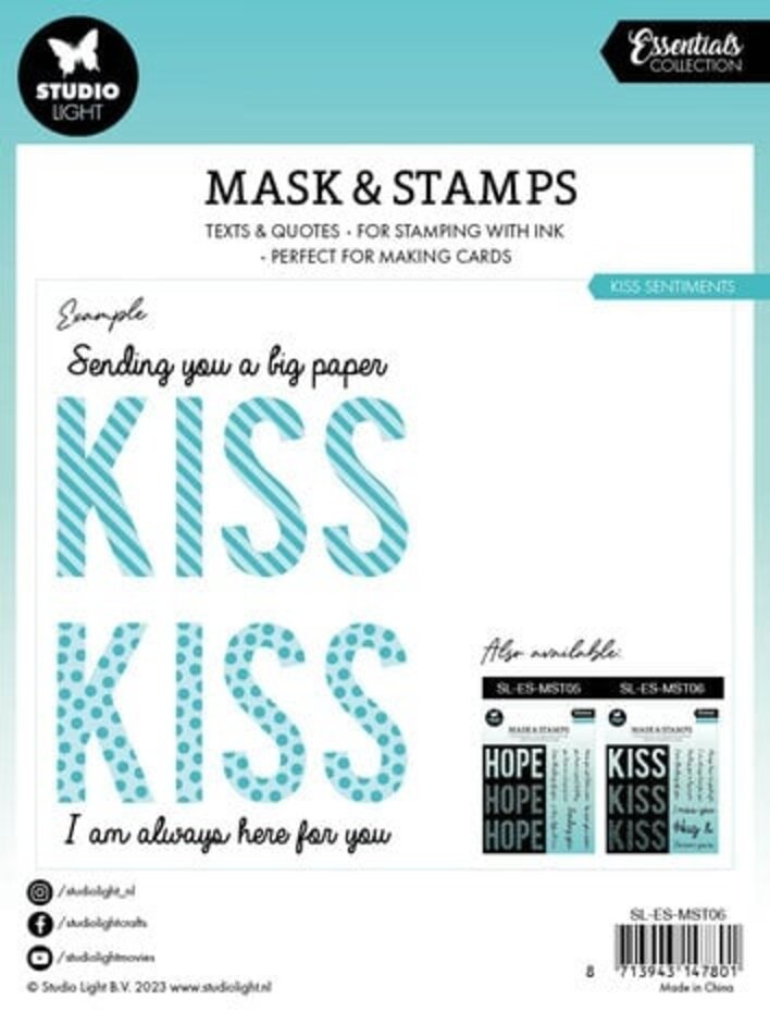 Studio Light Essentials Kiss Sentiments Mask & Stamp (SL-ES-MST06 - Paperpads.nl