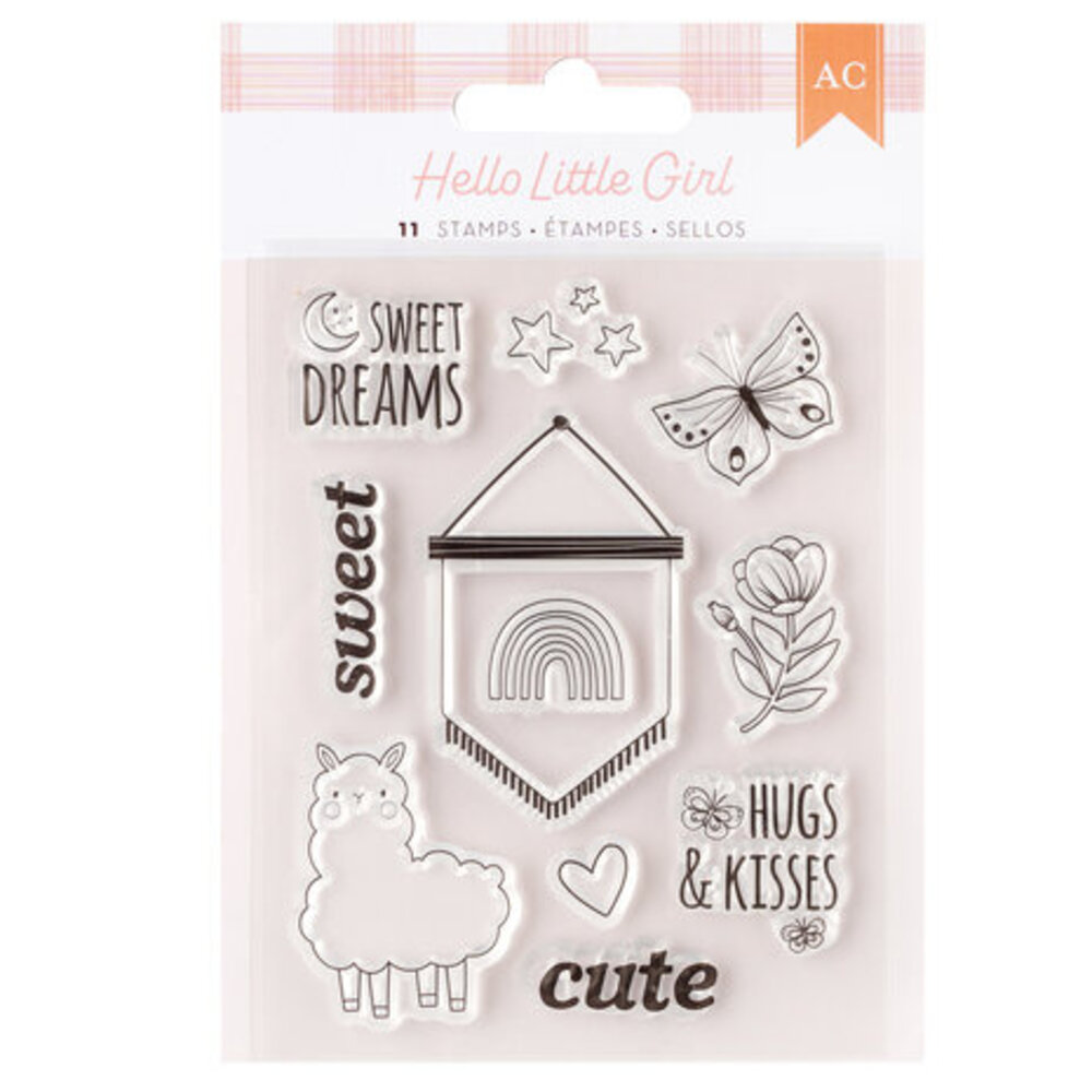 American Crafts Hello Little Girl Clear Stamps (34030050) - Paperpads.nl