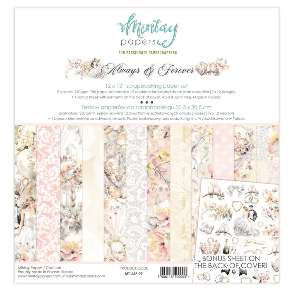 Mintay Always & Forever 12x12 Inch Scrapbooking Paper Set (MT-ALF-07) - Paperpads.nl