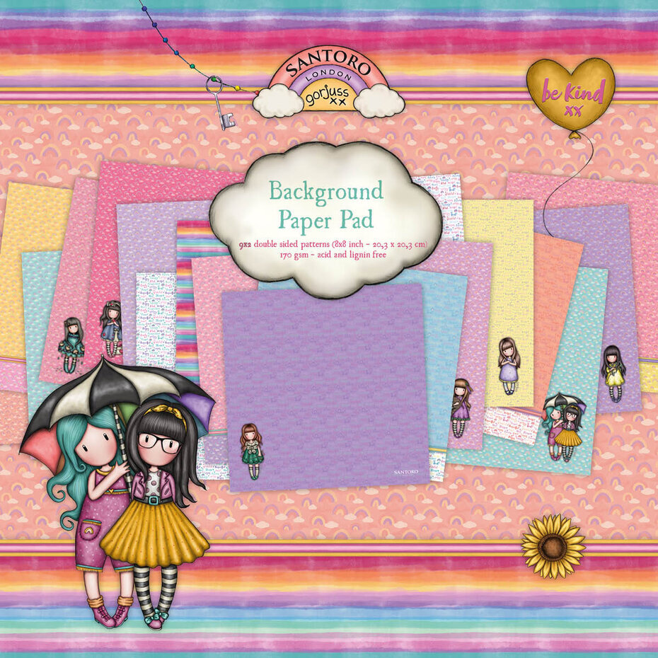 Gorjuss Be Kind 8x8 Inch Background Paper Pad (GOR-BK-PP123) - Paperpads.nl