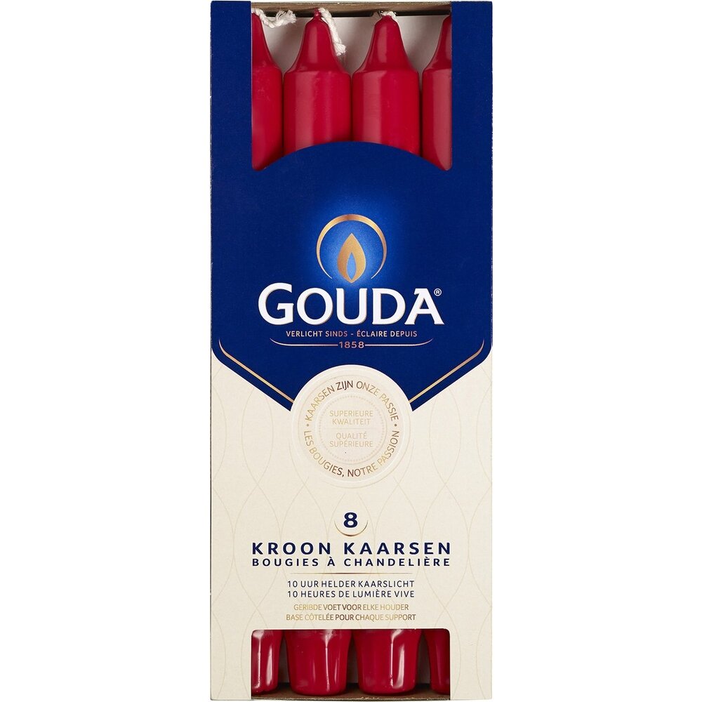 Gouda Kroonkaars Robijn Rood 20 cm (8pcs) - Paperpads.nl