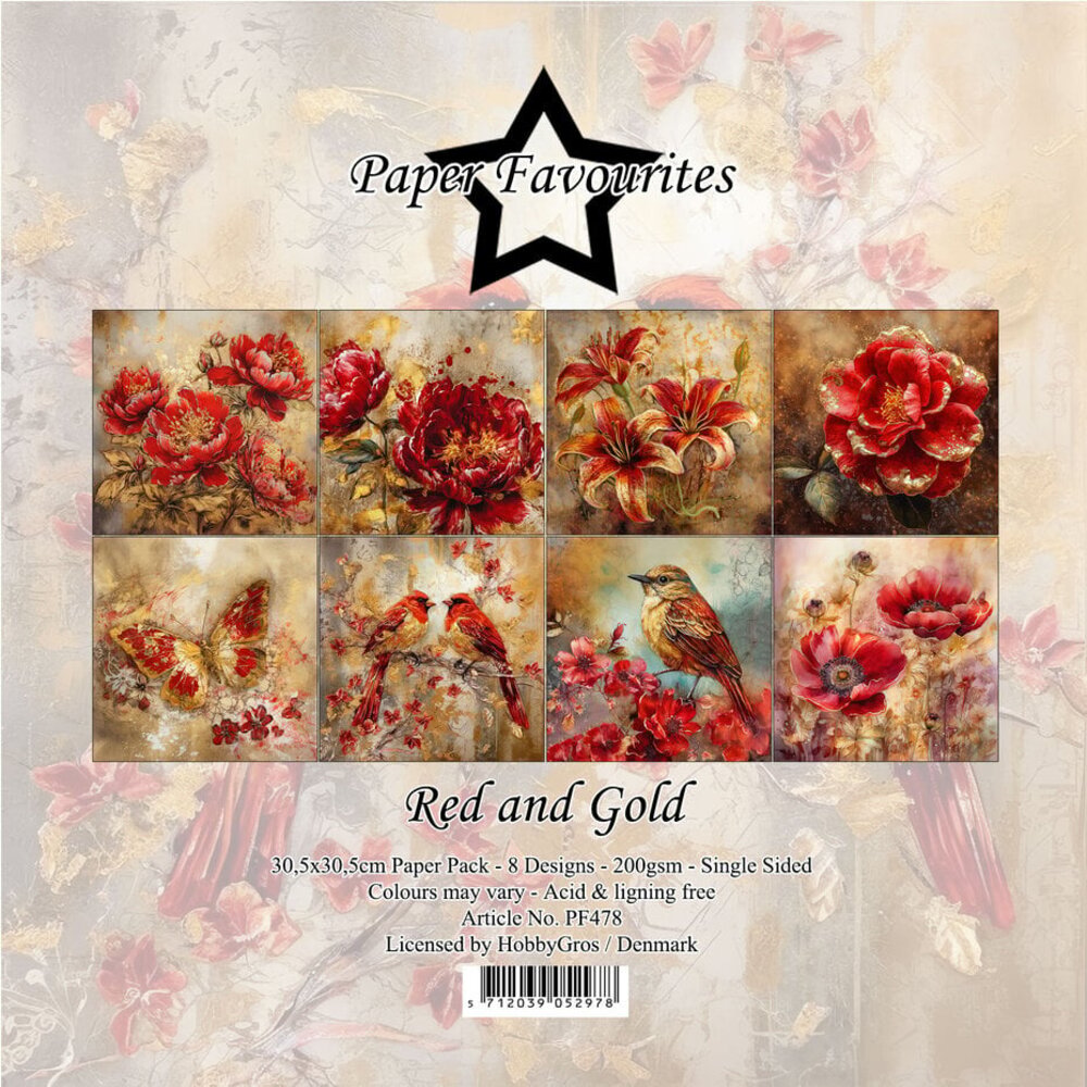 Paper Favourites Red and Gold 12x12 Inch Paper Pack (PF478) - Paperpads.nl