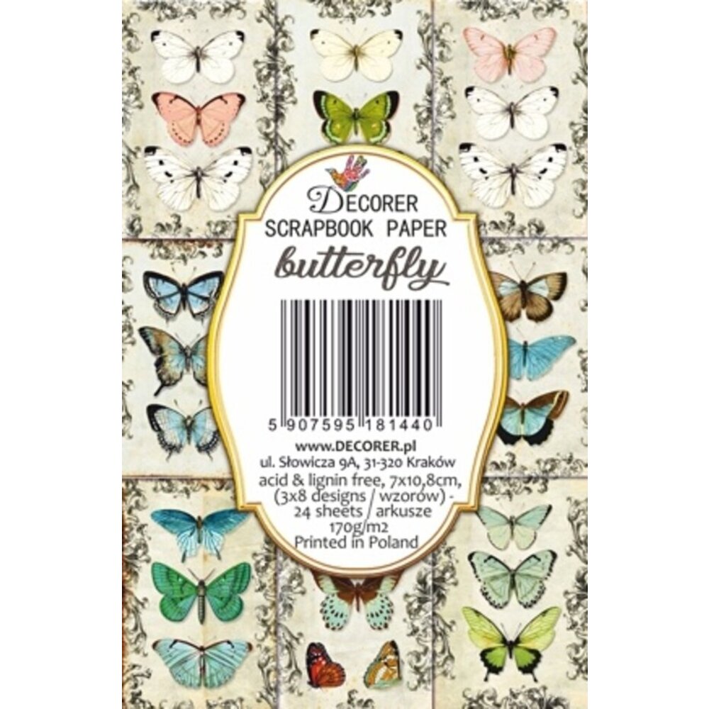 Decorer Butterfly Paper Pack (7x10,8cm) (DECOR-M144) - Paperpads.nl