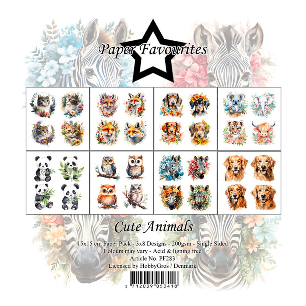 Paper Favourites Cute Animals 6x6 Inch Paper Pack (PF283) - Paperpads.nl