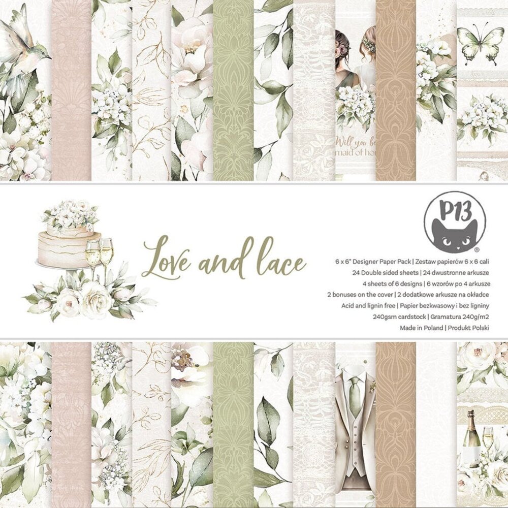 P13 Love and Lace 6x6 Inch Paper Pad (P13-LAL-09) - Paperpads.nl