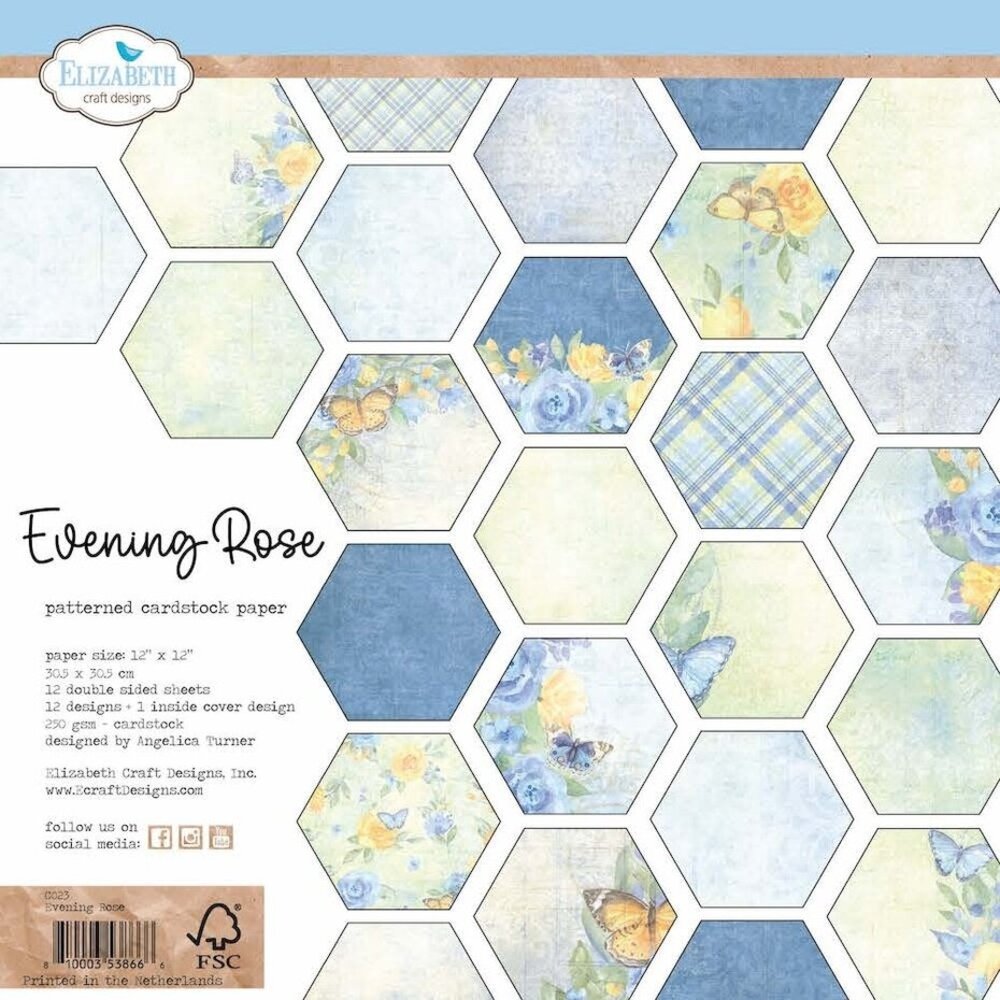 Elizabeth Craft Designs Evening Rose 12x12 Inch Patterned Cardstock Pa ...