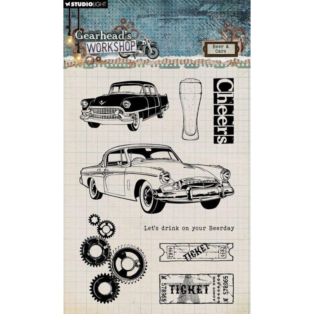 Studio Light Gearhead's Workshop Clear Stamps Beer & Cars (SL-GW-STAMP ...