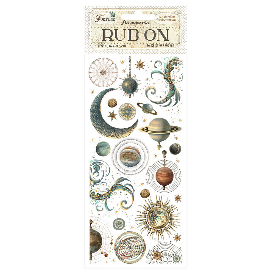 Stamperia Fortune Rub-On 4x8,5 Inch Planets and Moon (DFLRB91 ...