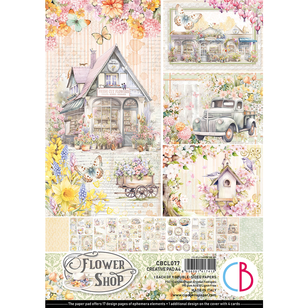 Ciao Bella Papercrafting Flower Shop A4 Creative Pad (CBCL077 ...