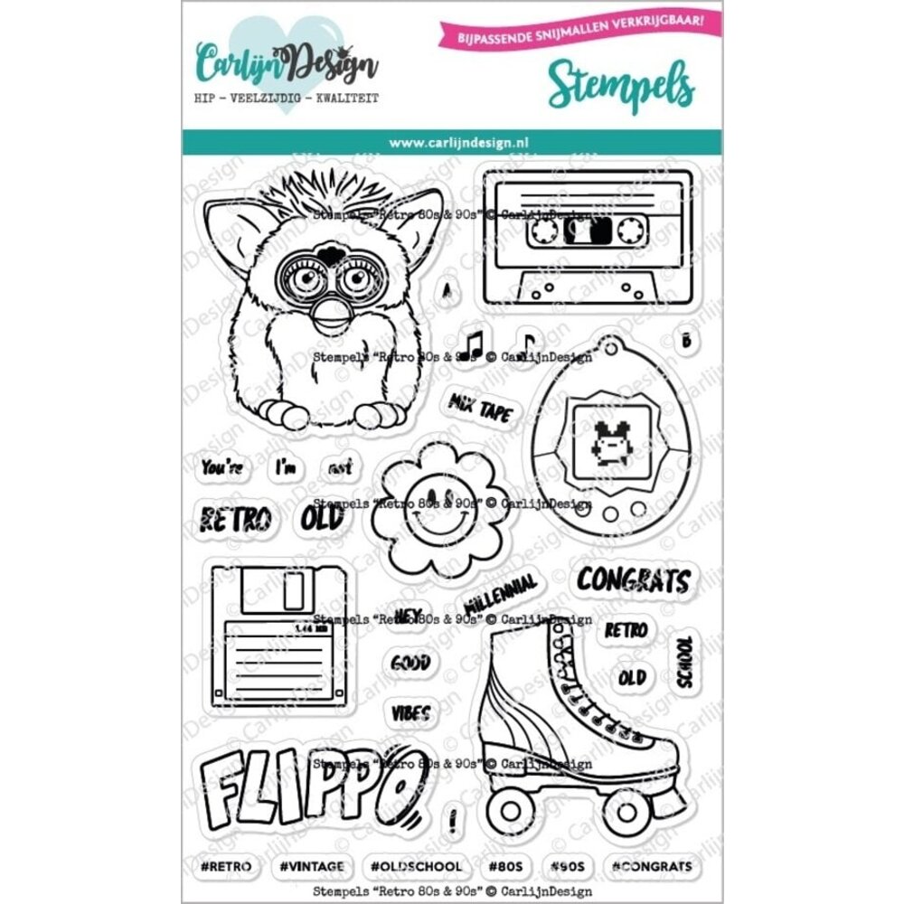 CarlijnDesign Stempels Retro 80s & 90s (CDST-0117) - Paperpads.nl