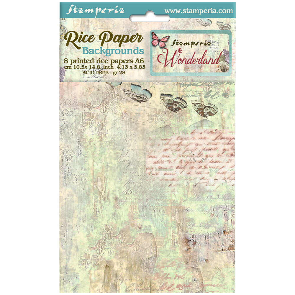 Stamperia Wonderland A6 Rice Paper Backgrounds (DFSAK6025) - Paperpads.nl
