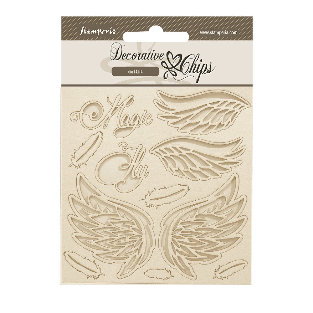 Stamperia Wonderland Decorative Chips Wings (SCB224) - Paperpads.nl