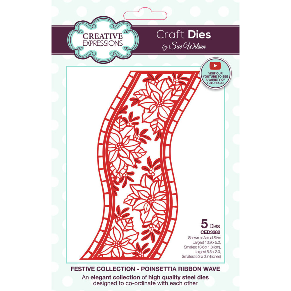 Creative Expressions Sue Wilson Craft Die Festive Poinsettia Ribbon Wa ...
