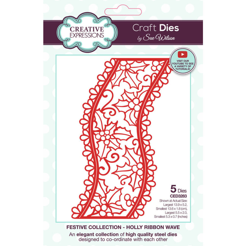 Creative Expressions Sue Wilson Craft Die Festive Holly Ribbon Wave (C ...
