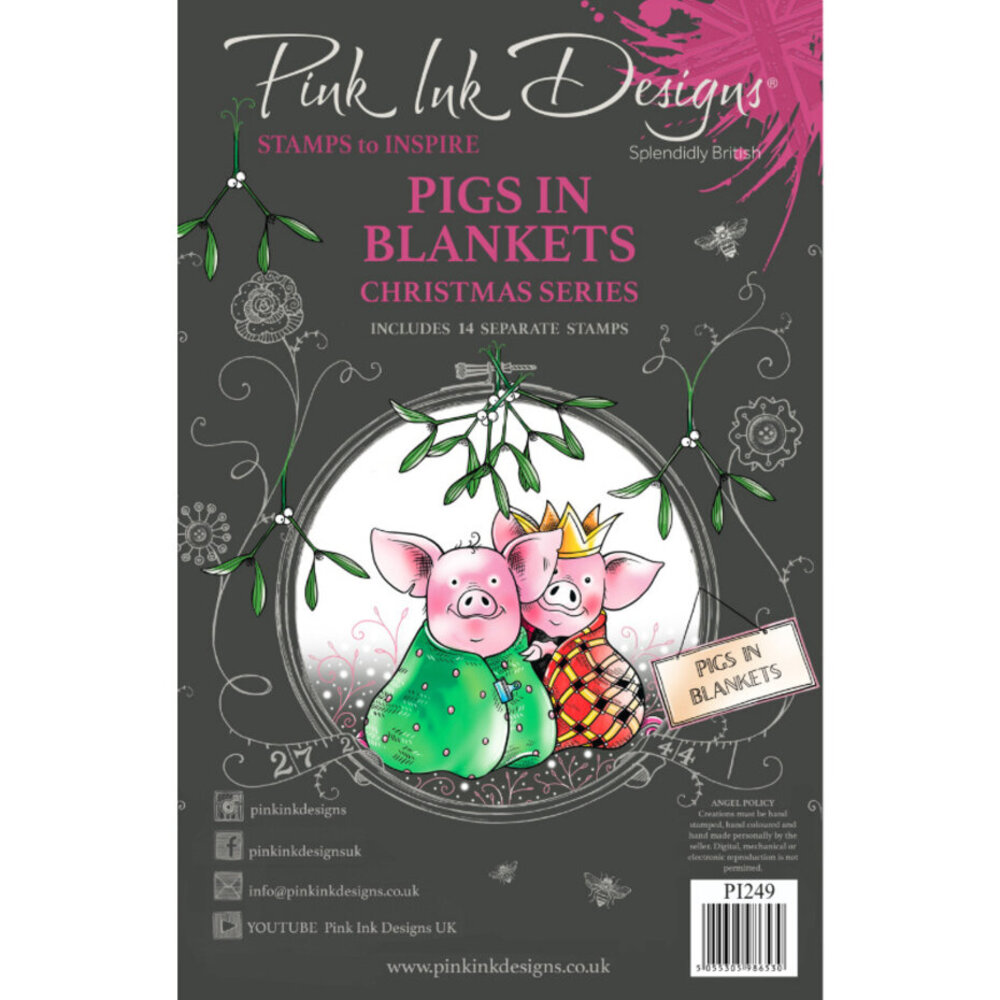 Pink Ink Designs Christmas Series Pigs In Blankets A5 Clear Stamps (PI ...