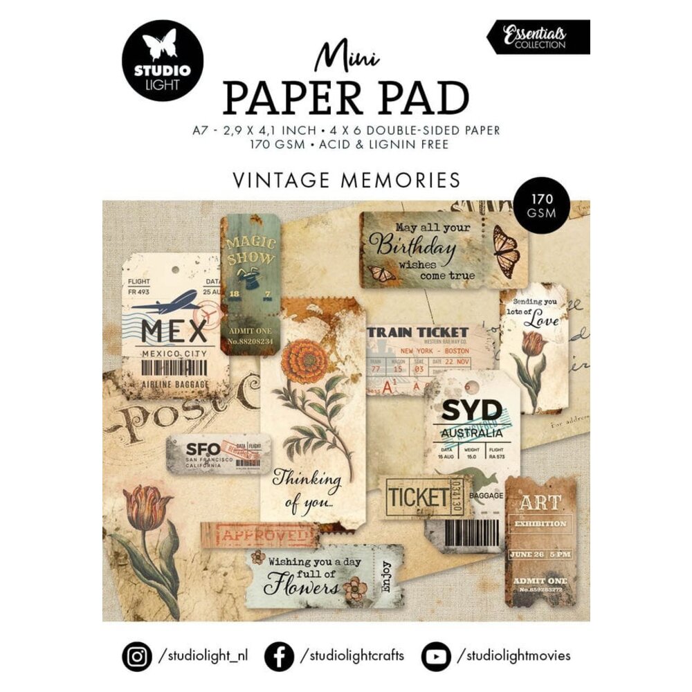 Studio Light Essentials Mini Paper Pad Vintage Memories (SL-ES-DPP215 ...