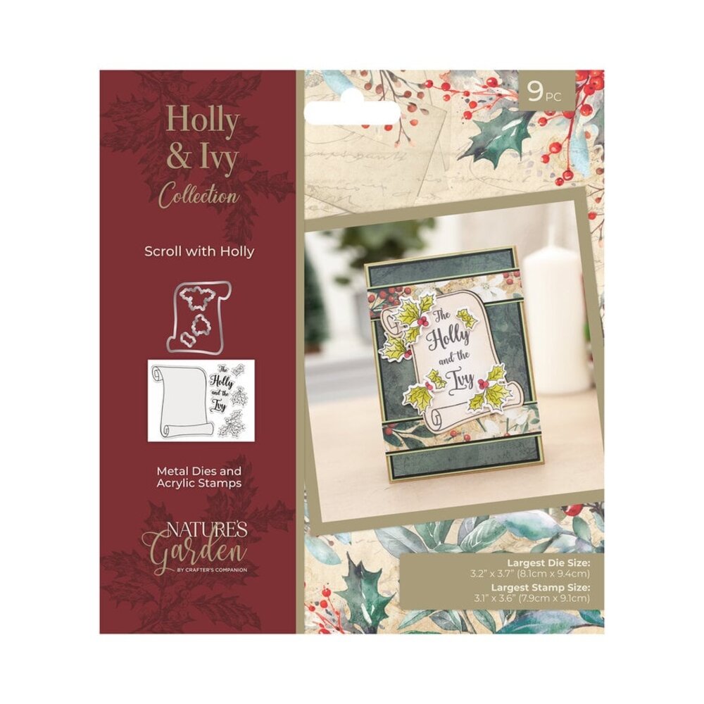 Crafter's Companion Holly & Ivy Stamp & Die Scroll with Holly (NG-HAI ...