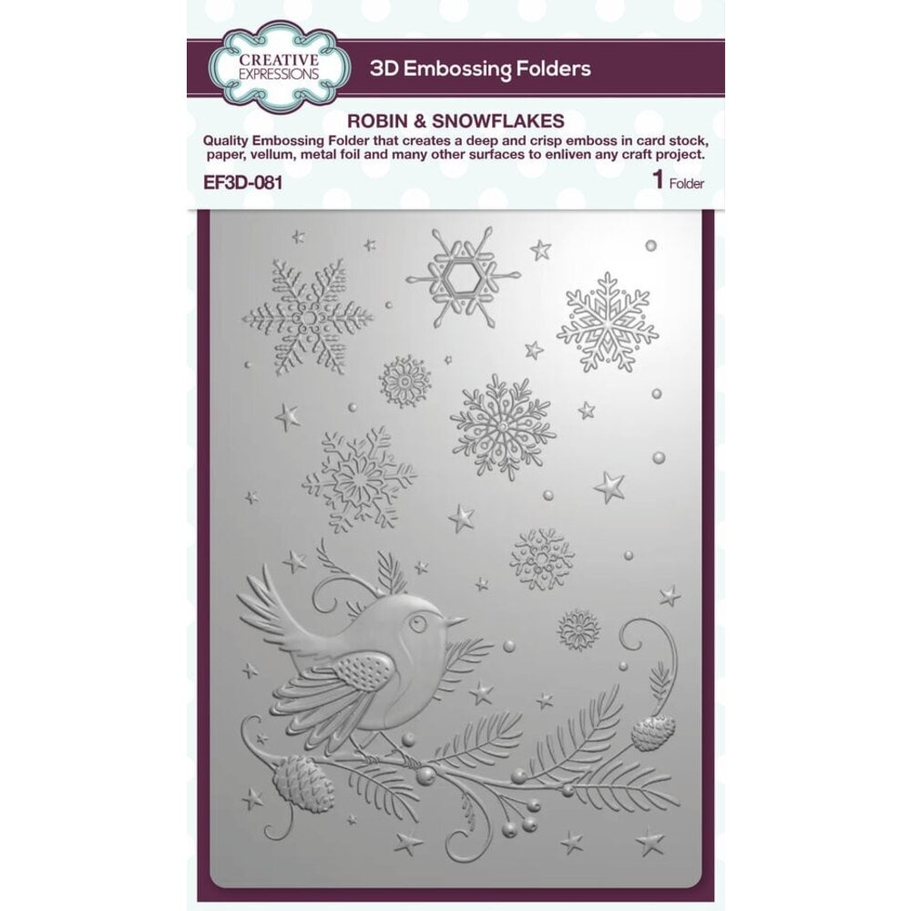 Creative Expressions Robin & Snowflakes 3D Embossing Folder (EF3D-081 ...