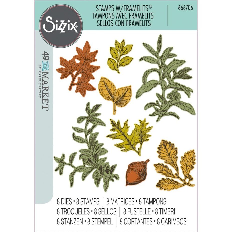 Sizzix CClear Stamps with Framelits Forever Leaves (666706) - Paperpads.nl