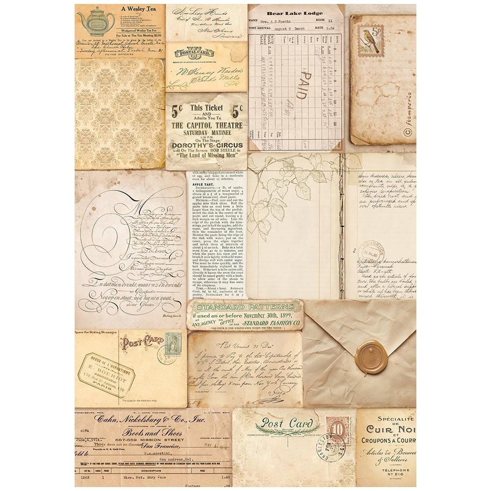 Stamperia Golden Harmony A4 Rice Paper Letters (DFSA4947) - Paperpads.nl