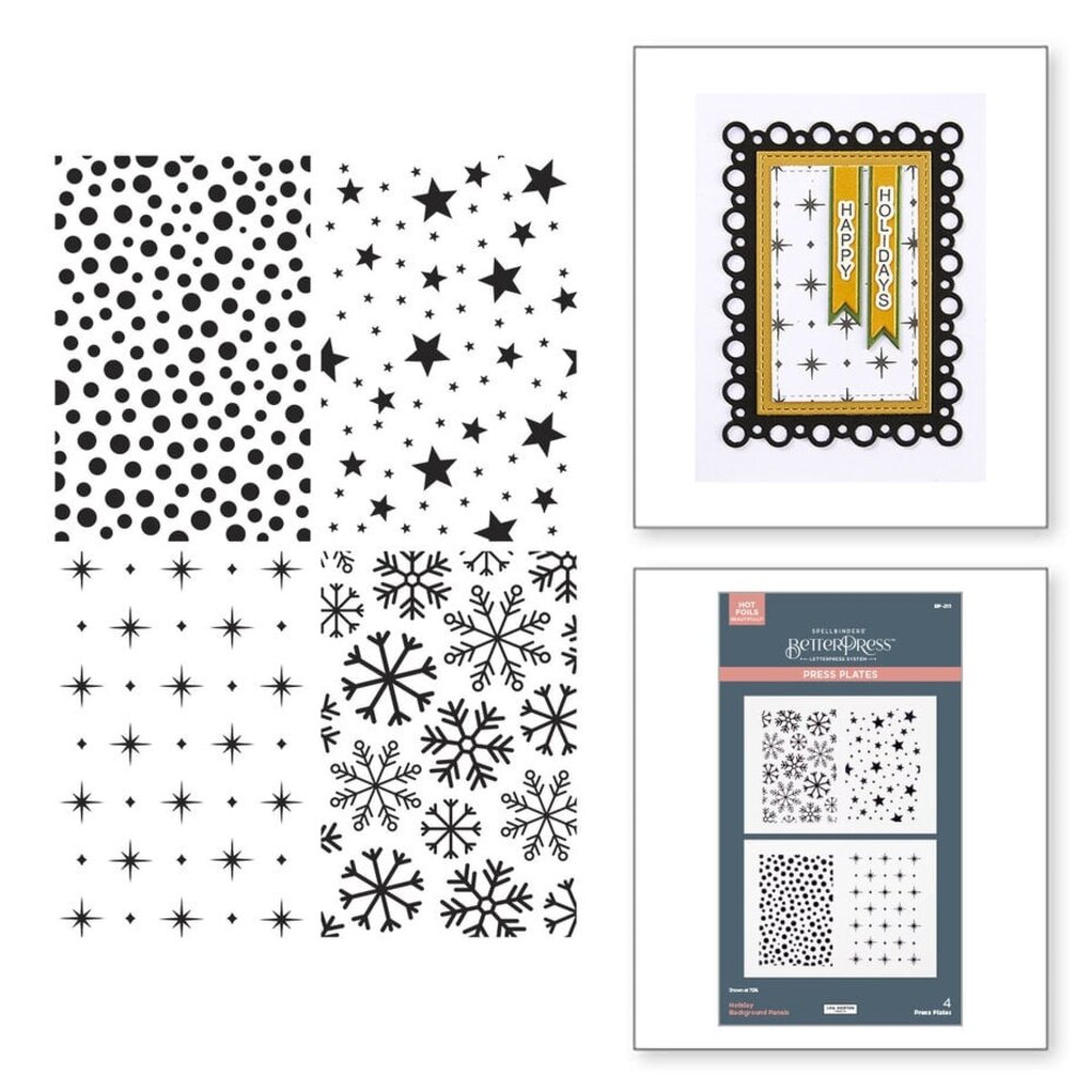 Spellbinders Essential Holiday Holiday Backgrounds Panels Press Plates ...