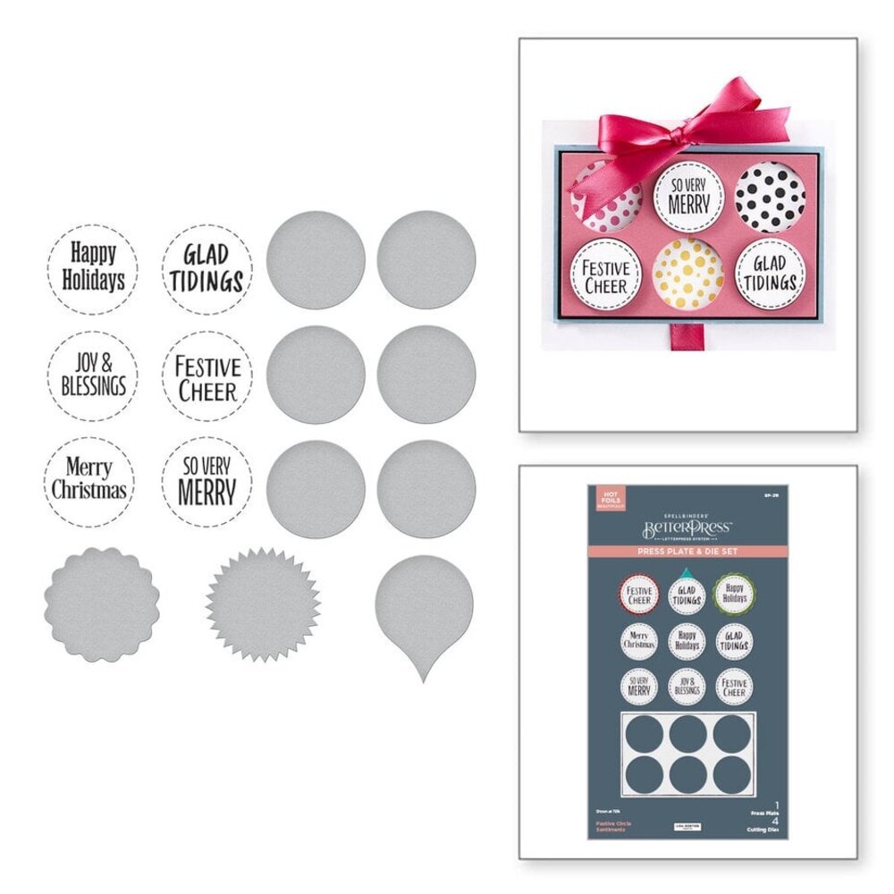 Spellbinders Essential Holiday Festive Circle Sentiments Press Plates ...