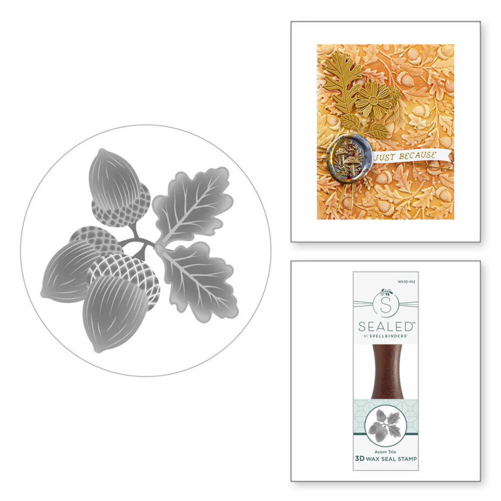 Spellbinders Falling Leaves Acorn Trio 3D Wax Seal Stamp (WS3D-012 ...