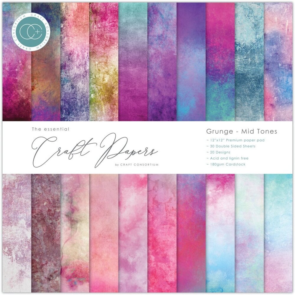 Craft Consortium Essential Craft Papers 12x12 Inch Paper Pad Grunge ...