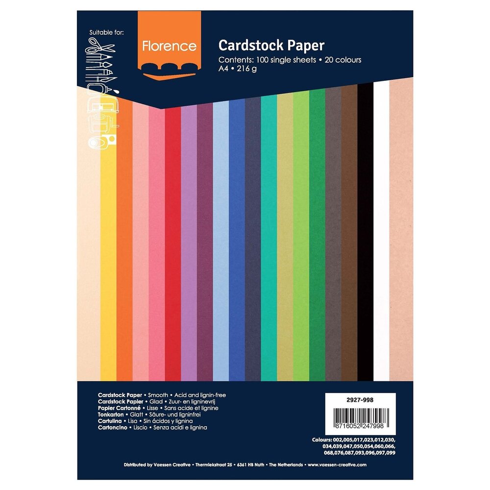 Vaessen Creative Florence A4 Cardstock Paper Pack (2927-998) - Paperpads.nl