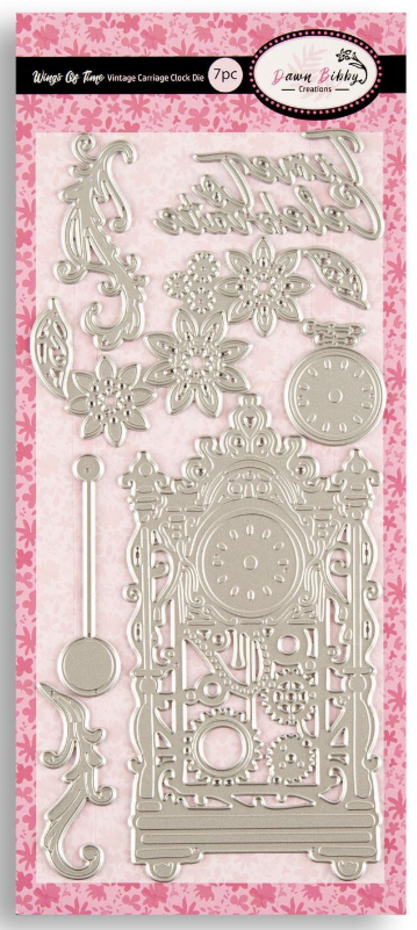 Dawn Bibby Wings Of Time Die Vintage Carriage Clock (DB1029) - Paperpads.nl