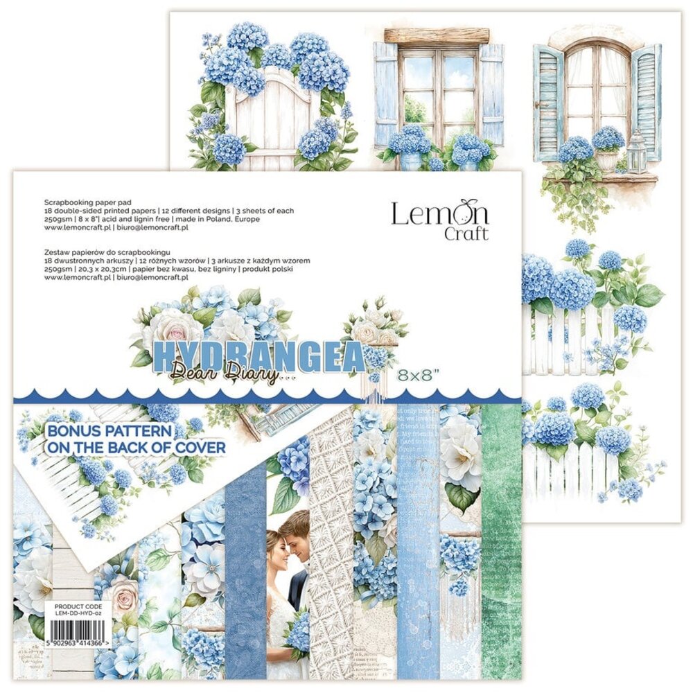 LemonCraft Dear Diary Hydrangea 8x8 Inch Paper Pad (LEM-DD-HYD-02 ...