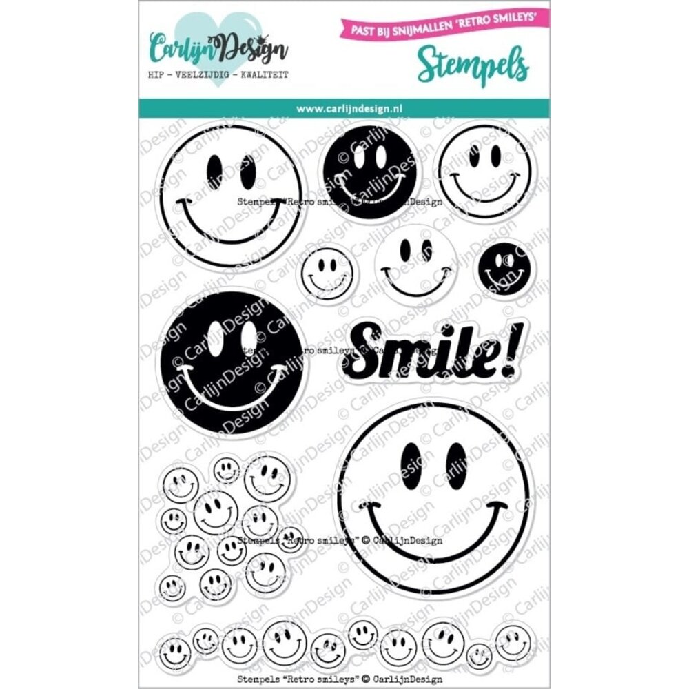 CarlijnDesign Stempels Retro Smileys (CDST-0131) - Paperpads.nl